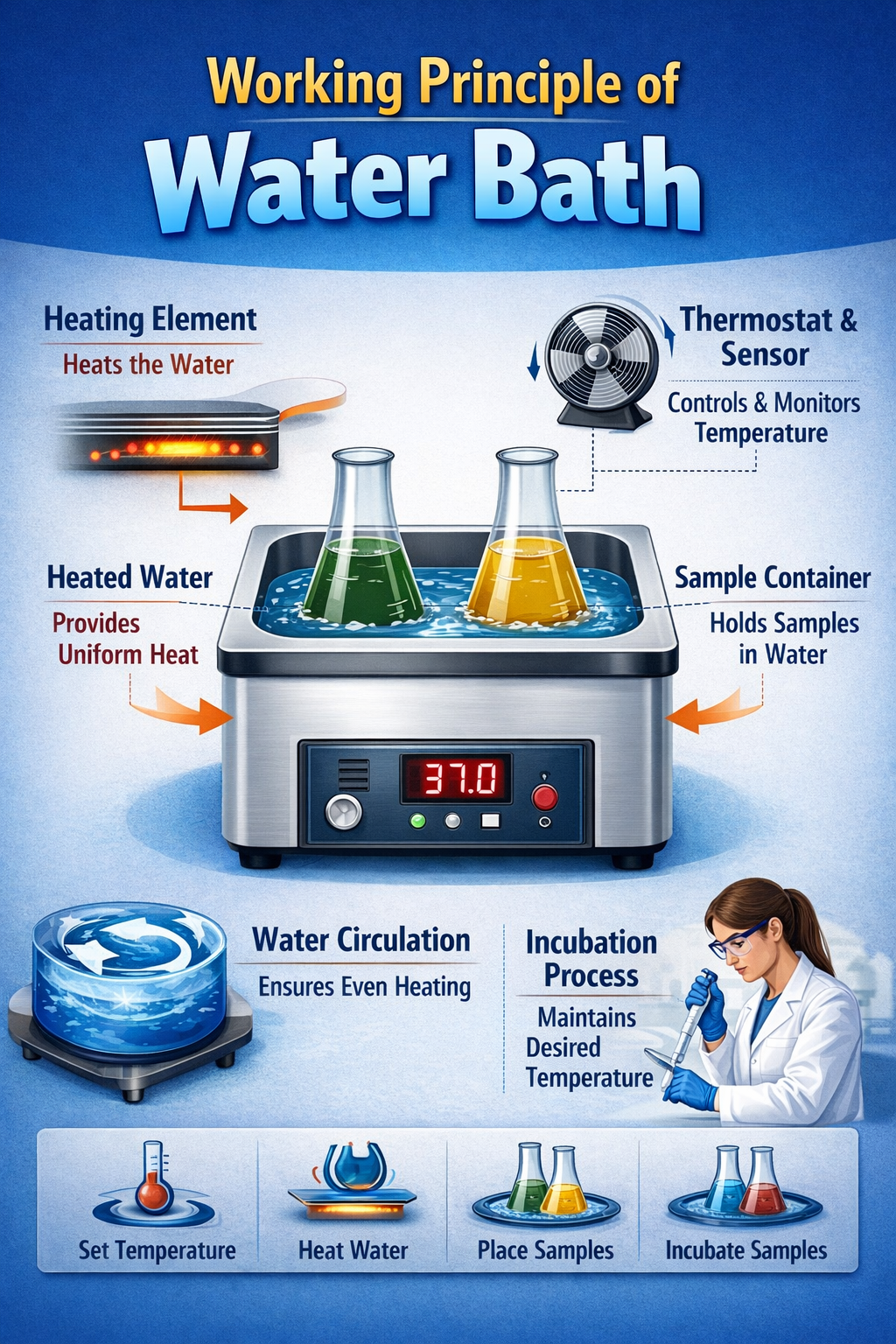 Working Principle of Water Bath - Mvtex Science Industries